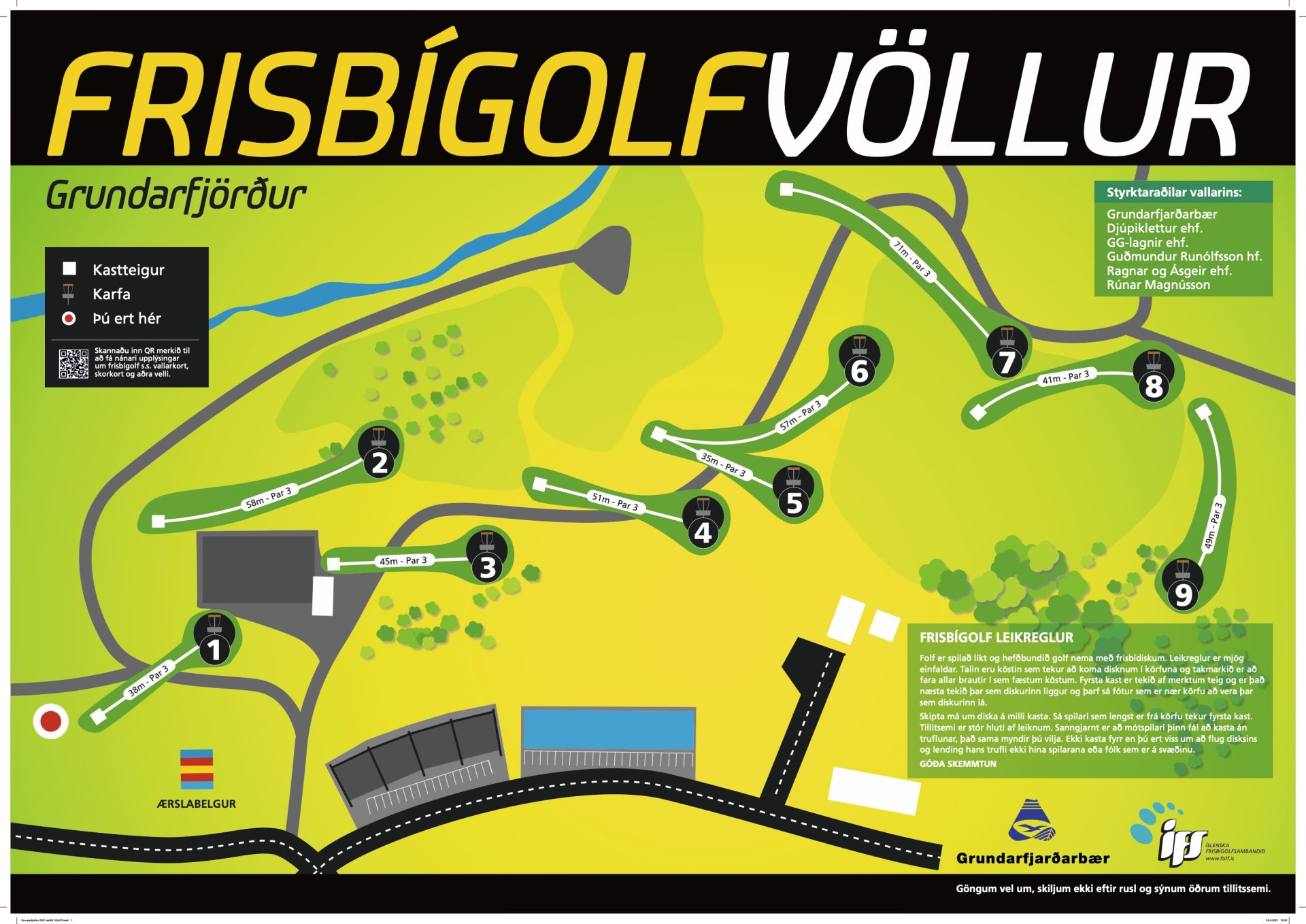 Nýir teigar og brautarmerkingar á frisbígolfvelli | Grundarfjörður